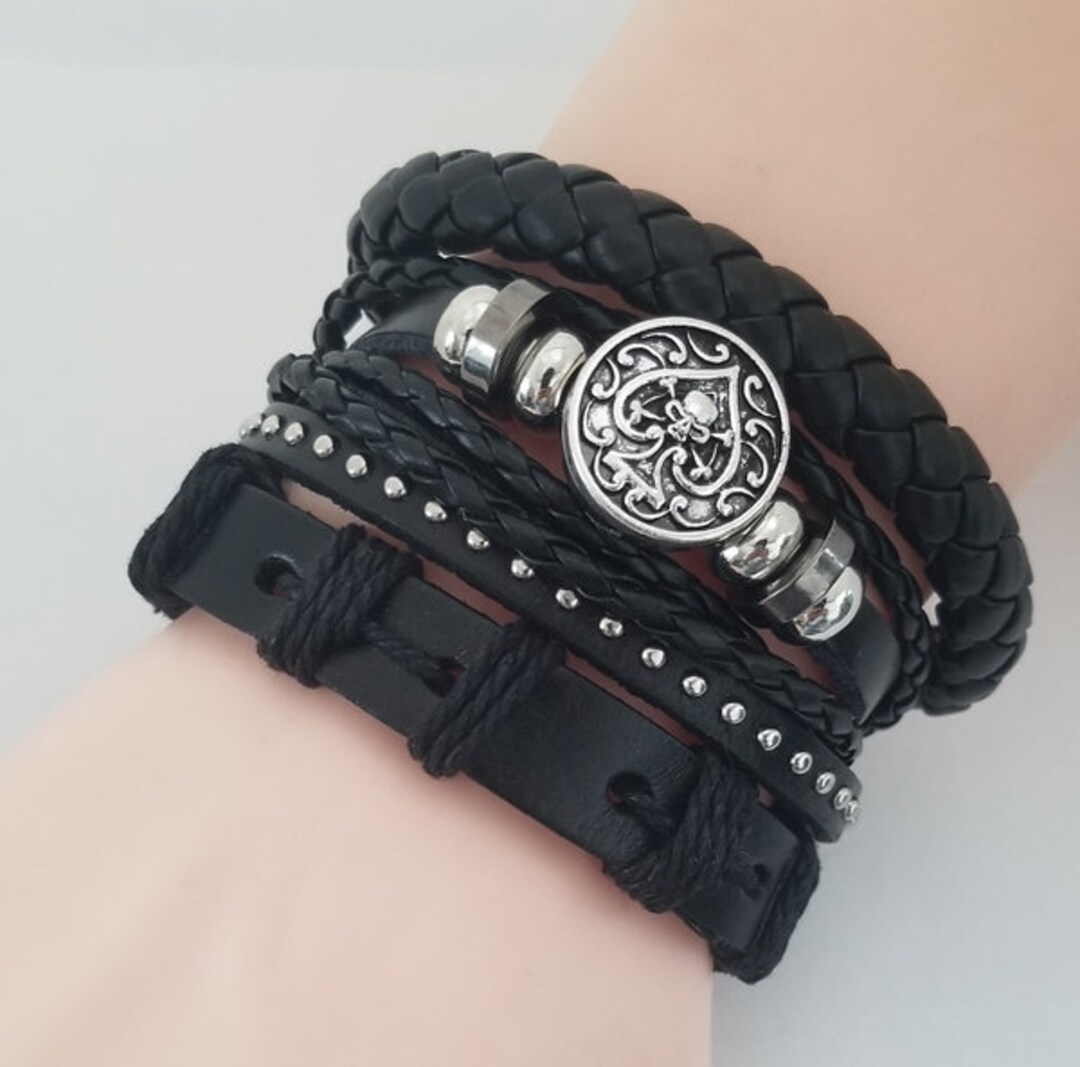 Poker Bracelets, Ace of Spade Skull Bracelets, Skull Bracelets ...