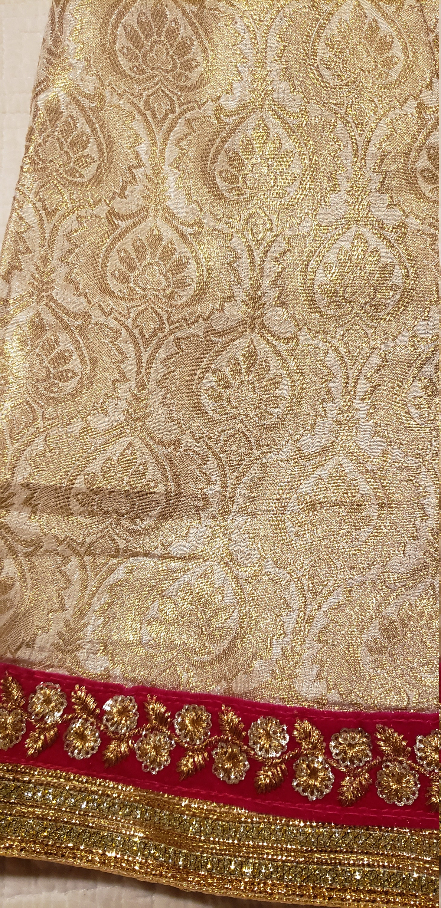 Pakistani / Indian Women's Golden Jamawar and Net 2 Piece Suit With ...