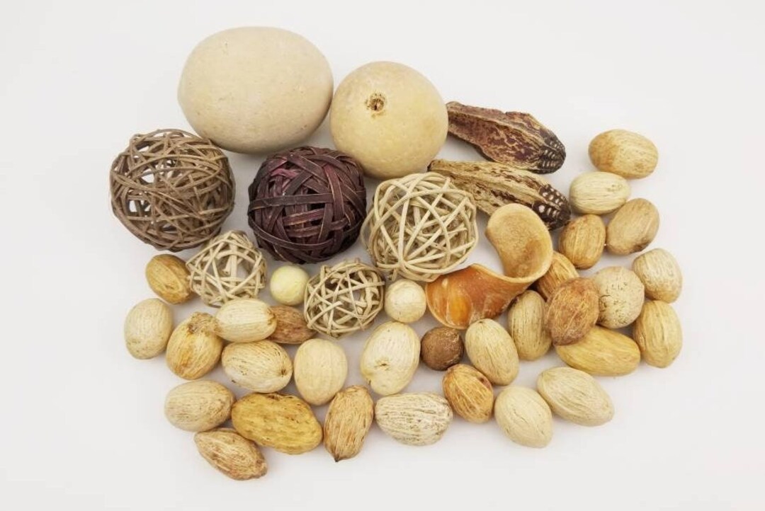 Rattan/seed Pod Variety- 40 Pieces. Beige and Brown Rattan Bowl/vase ...