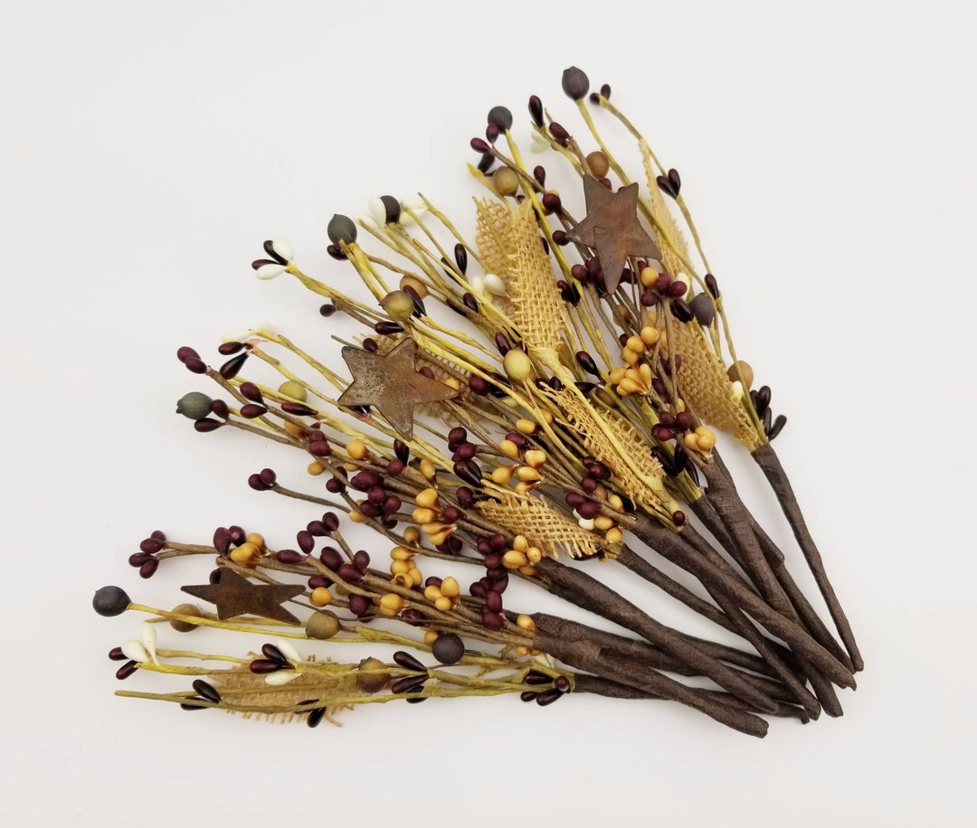 Faux Berry Picks Set of 12. Artificial Berry Picks With Burlap/metal ...