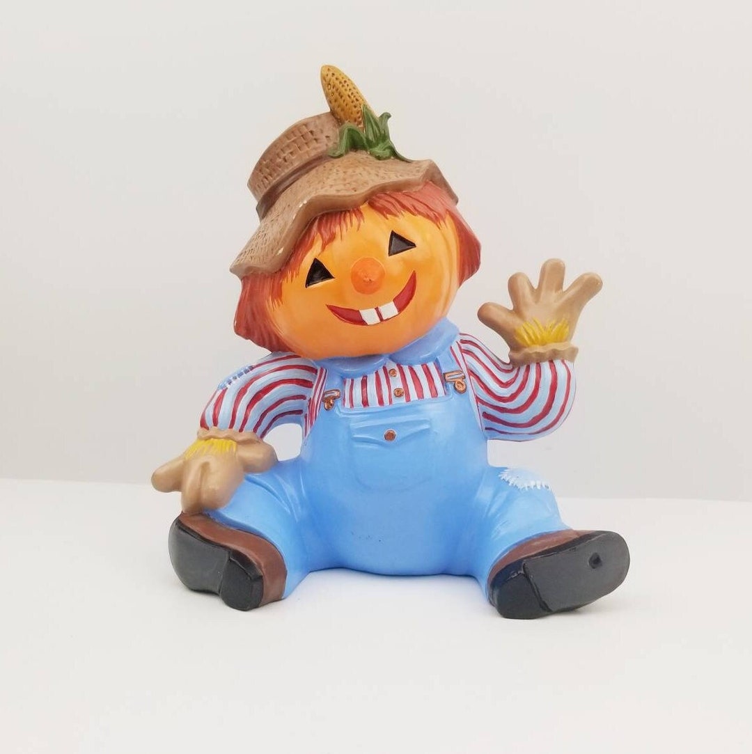 Scarecrow Statue 10in Tall. Vintage Hand Painted Scarecrow Statue With ...