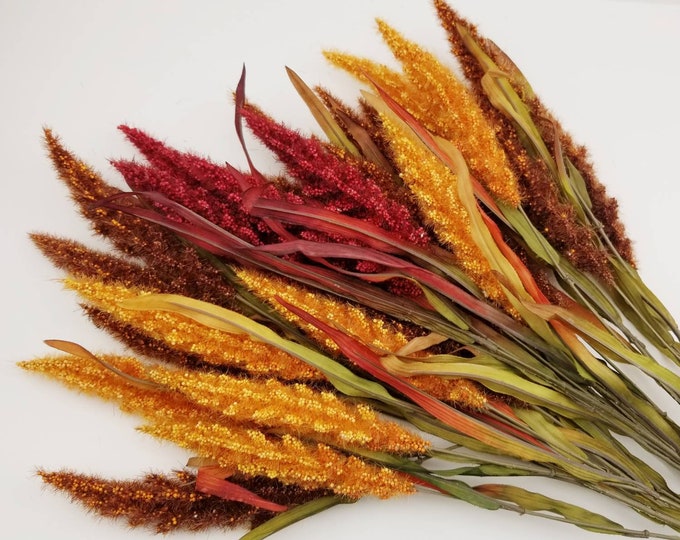 Artificial Heather Stems - Set of 8. Faux Gold/brown Heather Flower ...