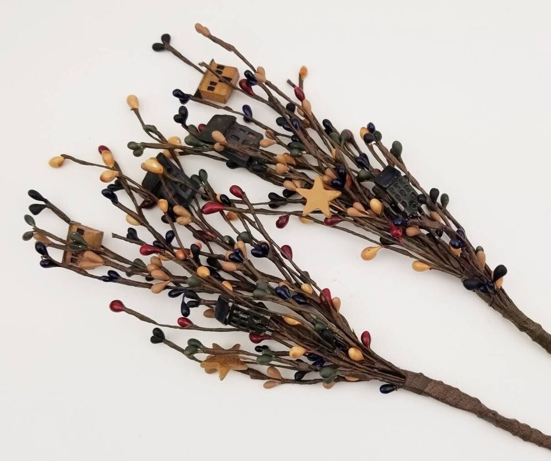 Vintage Berry Stems - Set of 2. Artificial Pip Berry Stems With Mini ...