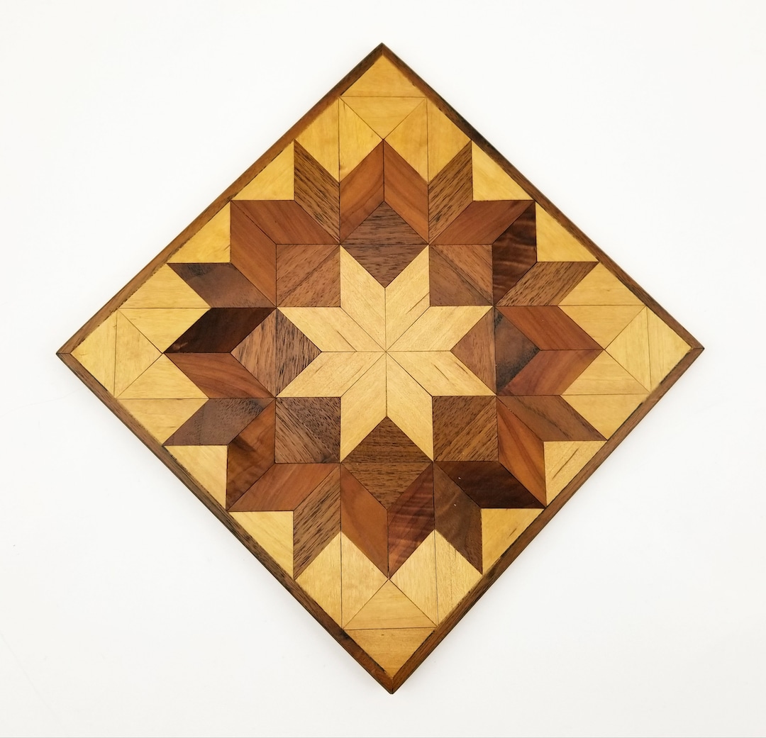Wooden Quilt Square - Carpenter's Wheel 7.5" - Birch, Walnut, Cedar ...