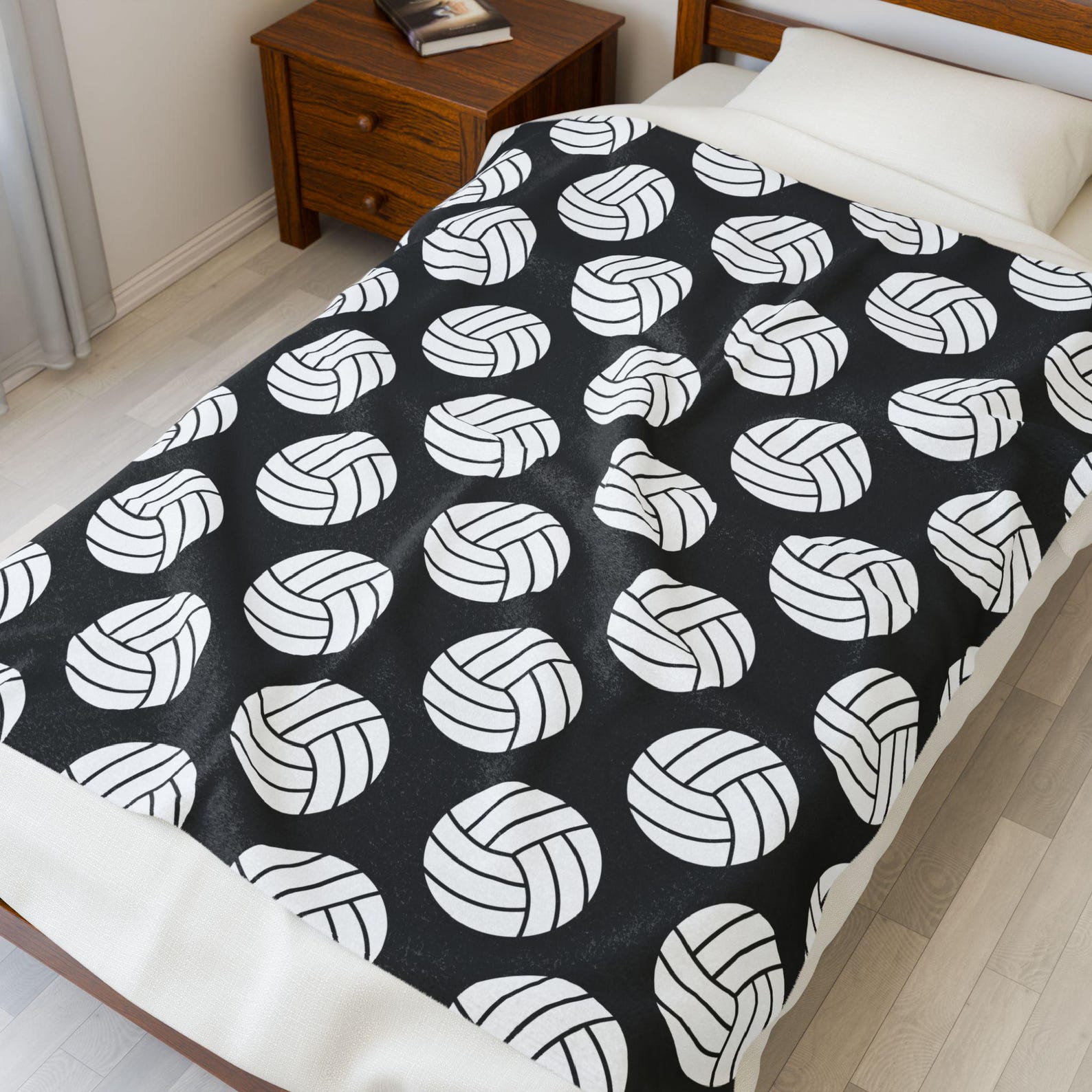 Cozy Volleyball Plush Black Blanket, Volleyball Fan Gift, Sports ...
