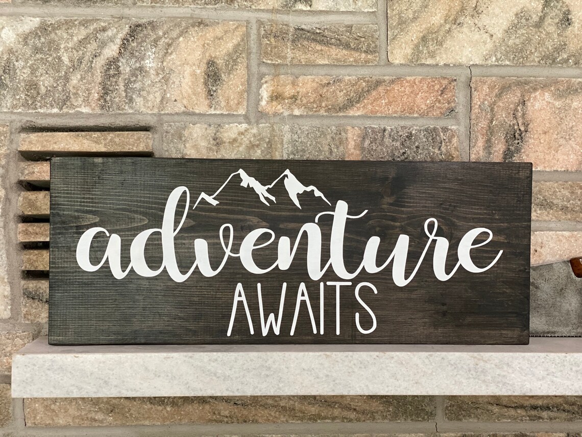 Adventure Awaits Sign Travel Wooden Sign Adventure Wall | Etsy