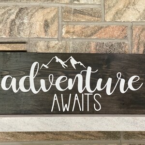 Adventure Awaits Sign Travel Wooden Sign Adventure Wall - Etsy