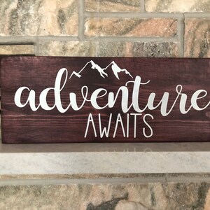 Adventure Awaits Sign Travel Wooden Sign Adventure Wall - Etsy