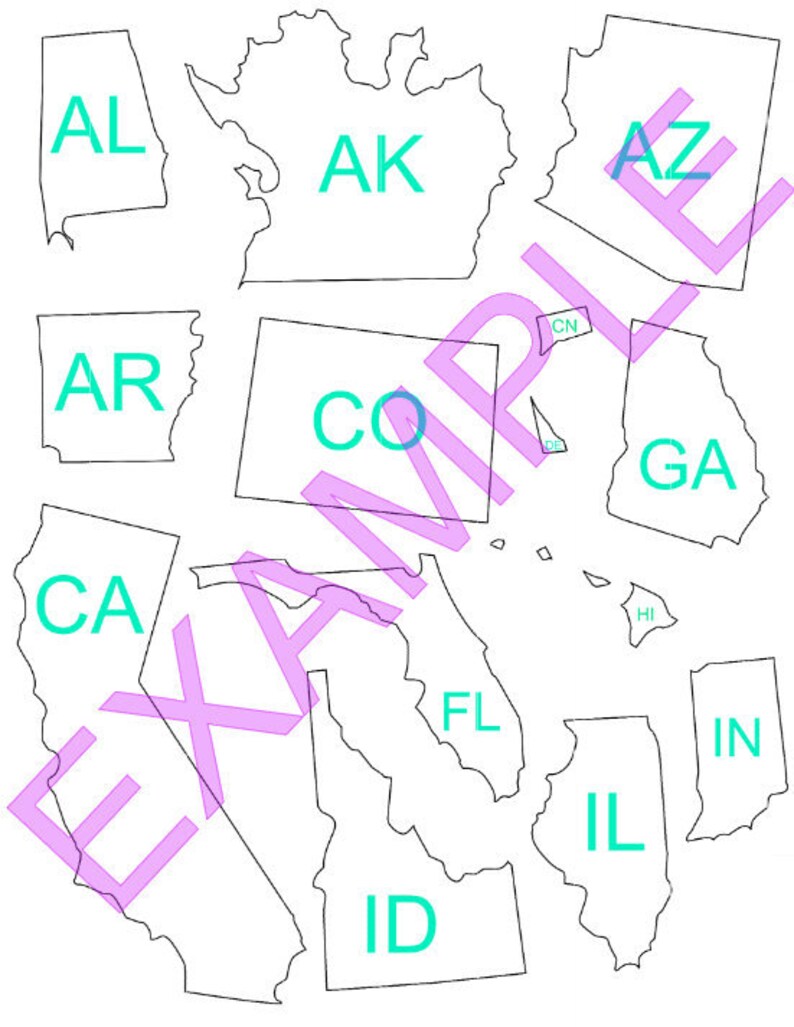 USA Collage Map 50 States State Shapes Digital Download - Etsy