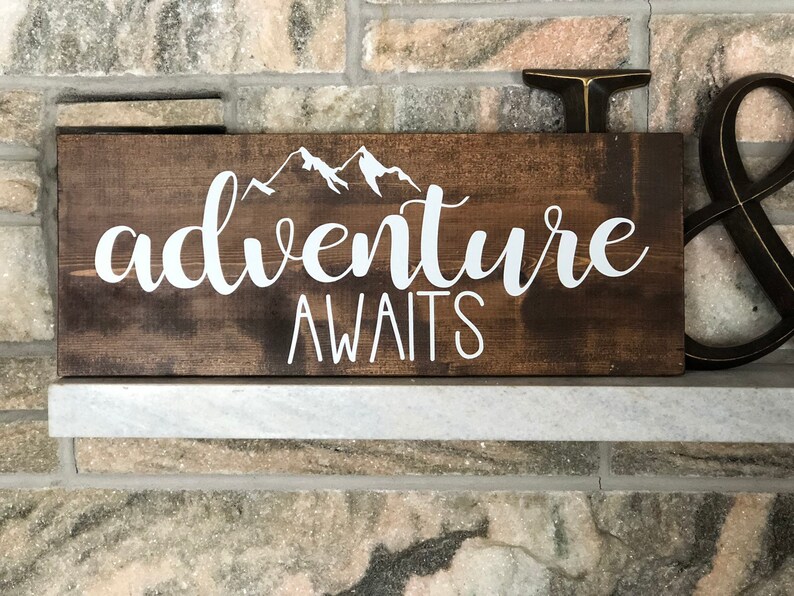 Adventure Awaits Sign Travel Wooden Sign Adventure Wall | Etsy