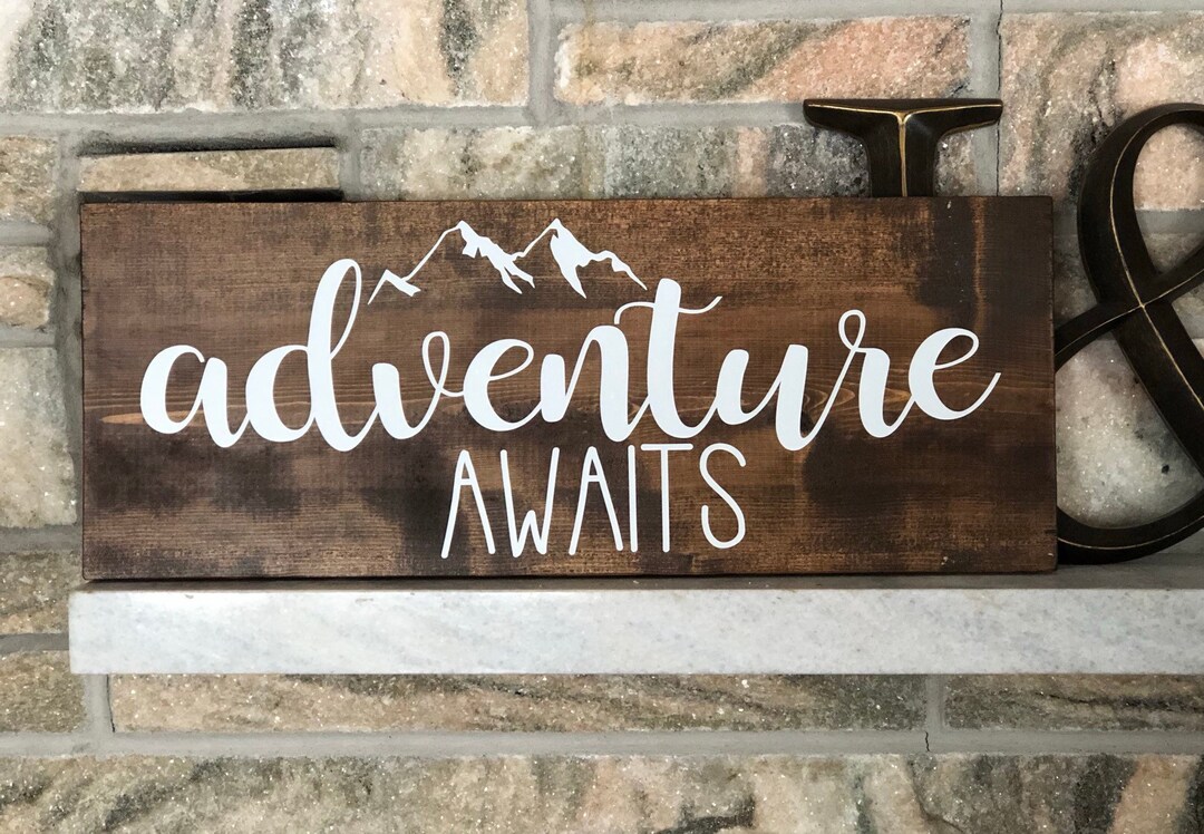 Adventure Awaits Sign Travel Wooden Sign Adventure Wall - Etsy