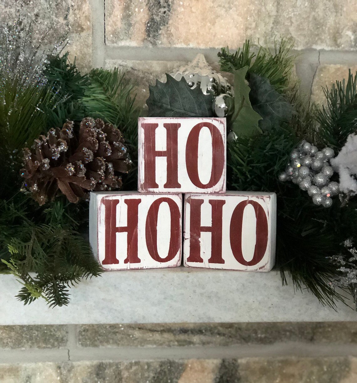 Ho Ho Ho Wooden Blocks | Christmas Decorations for the Home | Holiday ...
