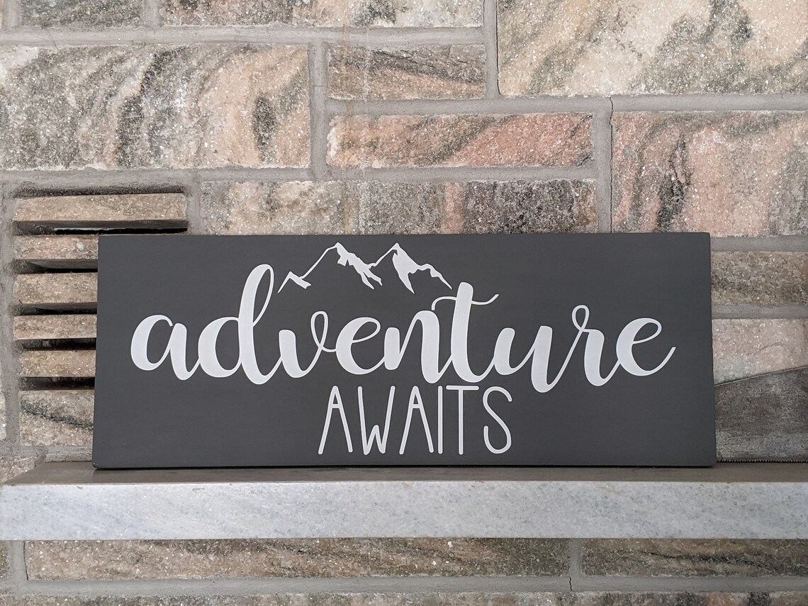 Adventure Awaits Sign Travel Wooden Sign Adventure Wall | Etsy