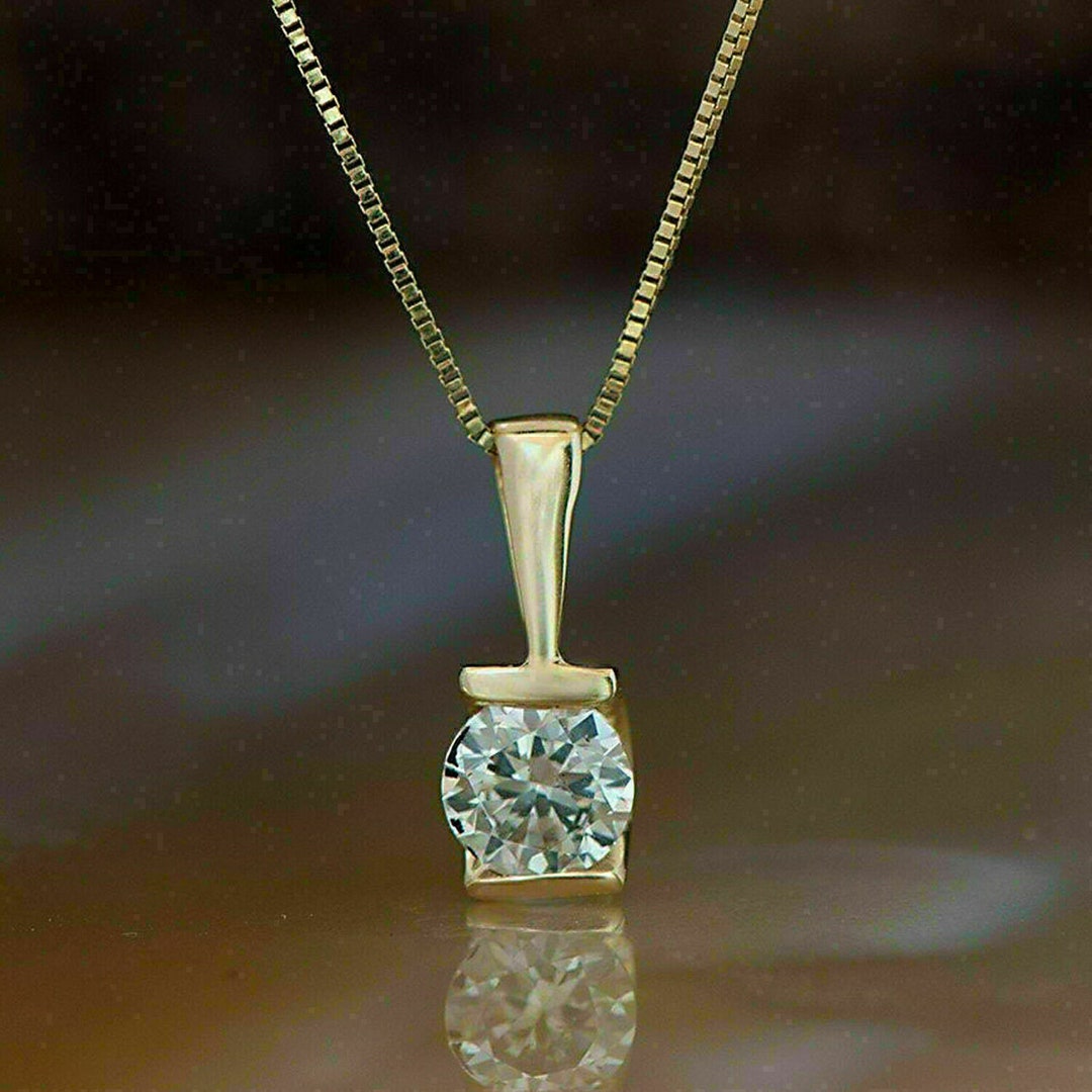 Solitaire Pendant: 14K Yellow Gold Finish, 2ct Round CZ, 18'' Chain - Etsy