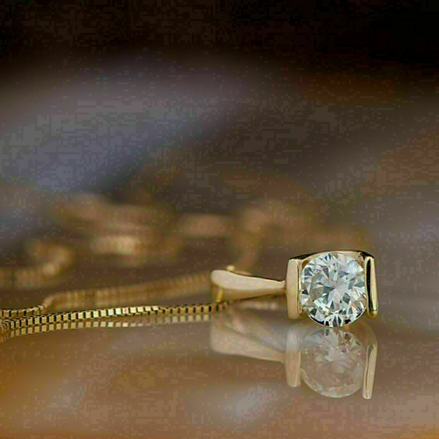 Solitaire Pendant: 14K Yellow Gold Finish, 2ct Round CZ, 18'' Chain - Etsy