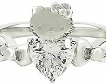 Kitty Inspired Ring 925 Silver Kitty Ring Japanese Cartoon Animal Lover ...
