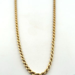 14k Yellow Gold Twisted Rope Chain Necklace 3.3mm 18” Long - Etsy