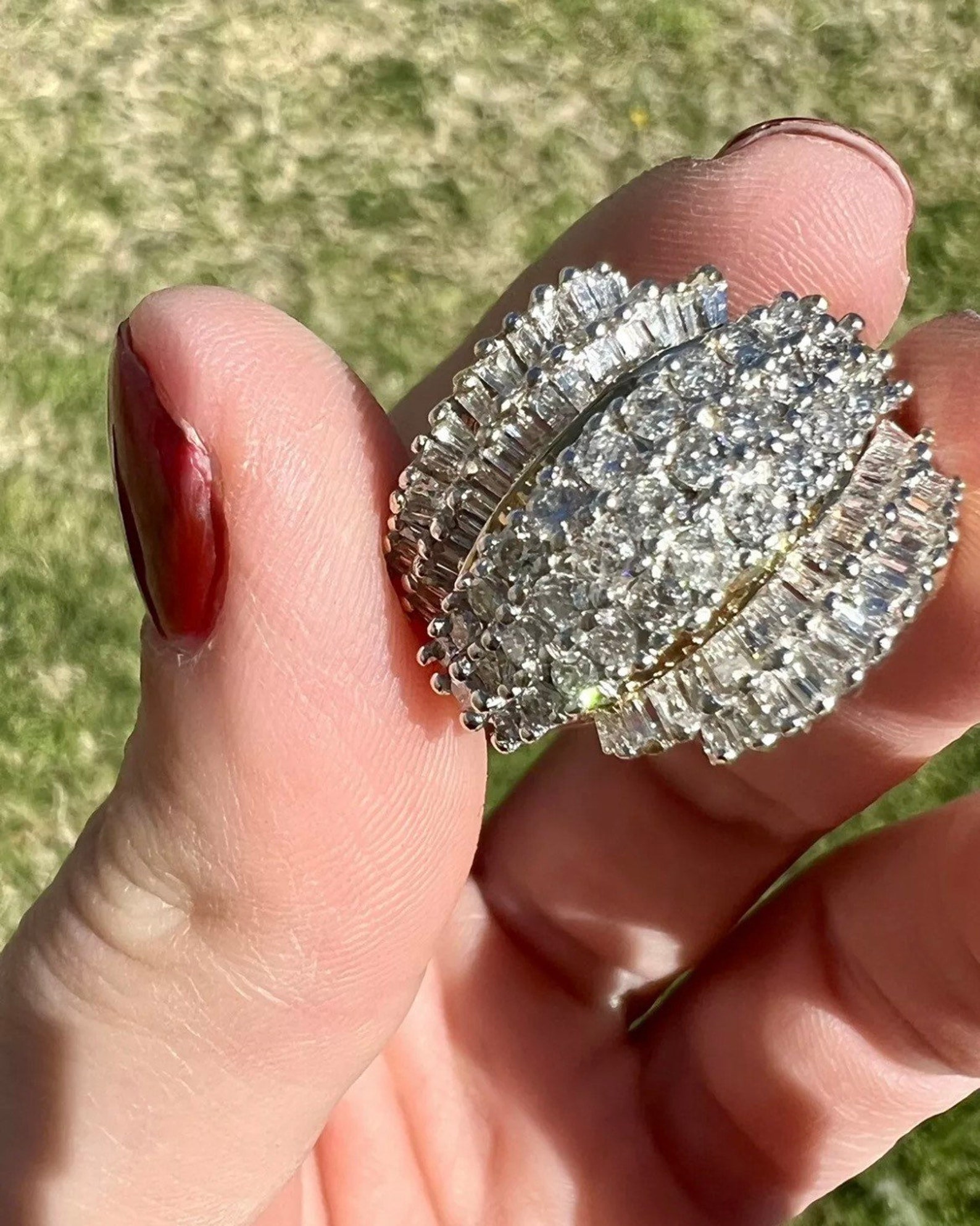 Estate Vintage 10k Gold 2 Ctw Diamonds Anniversary Statement Cocktail ...