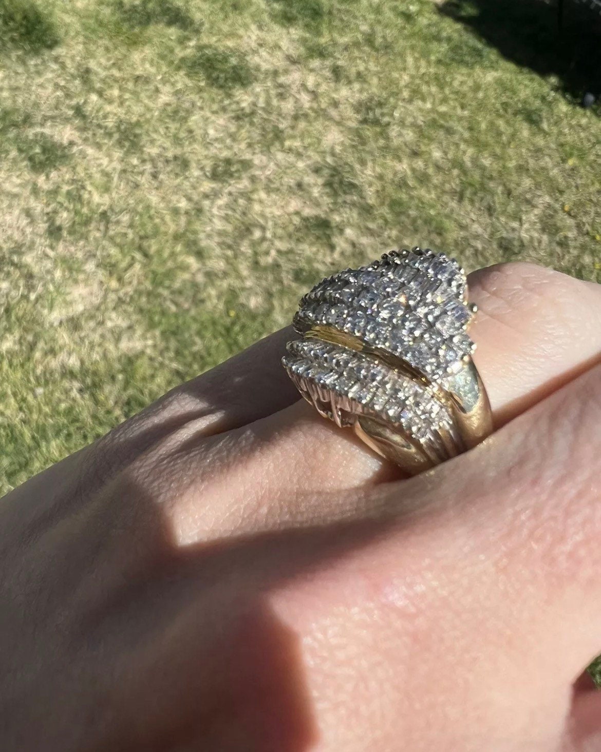 Estate Vintage 10k Gold 2 Ctw Diamonds Anniversary Statement Cocktail ...