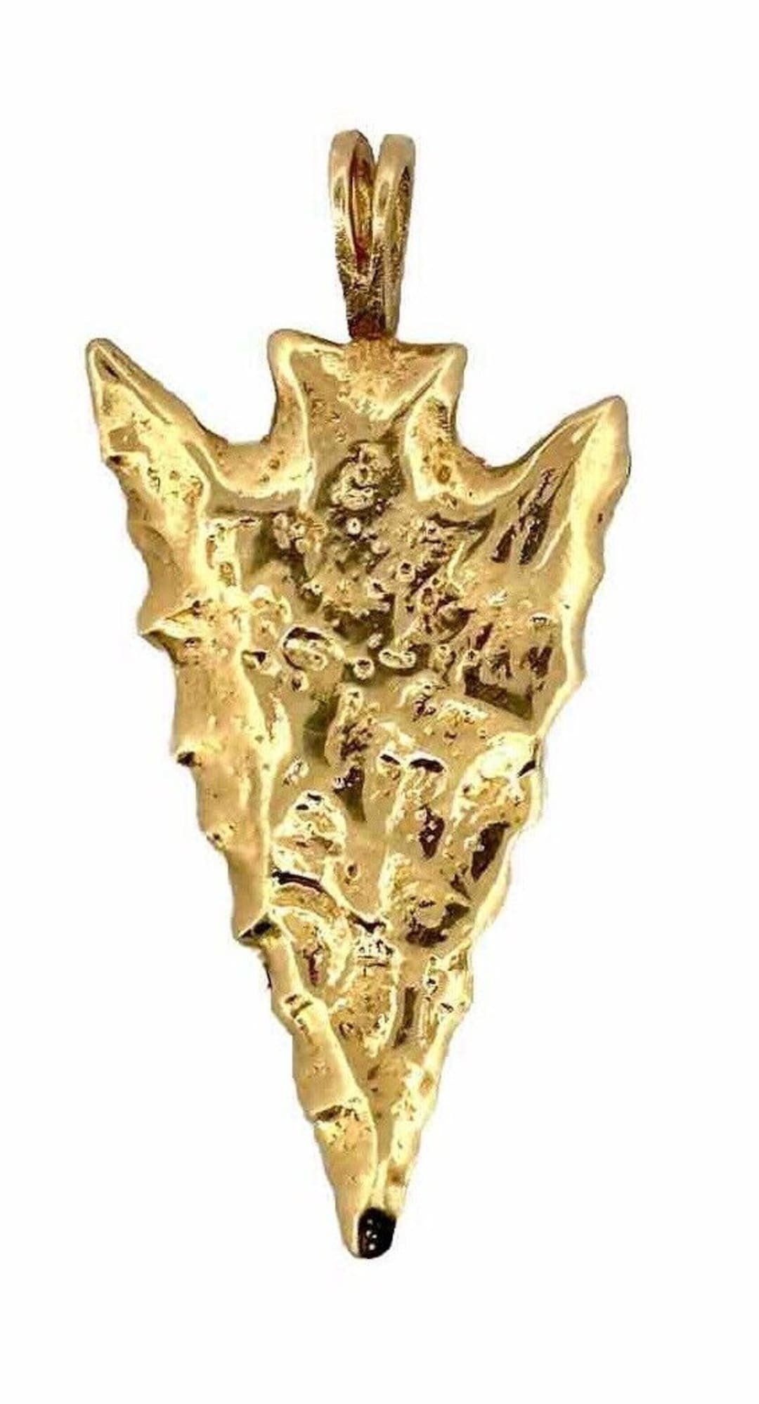 14k Solid Gold Native American Arrowhead Pendant Signed P - Etsy