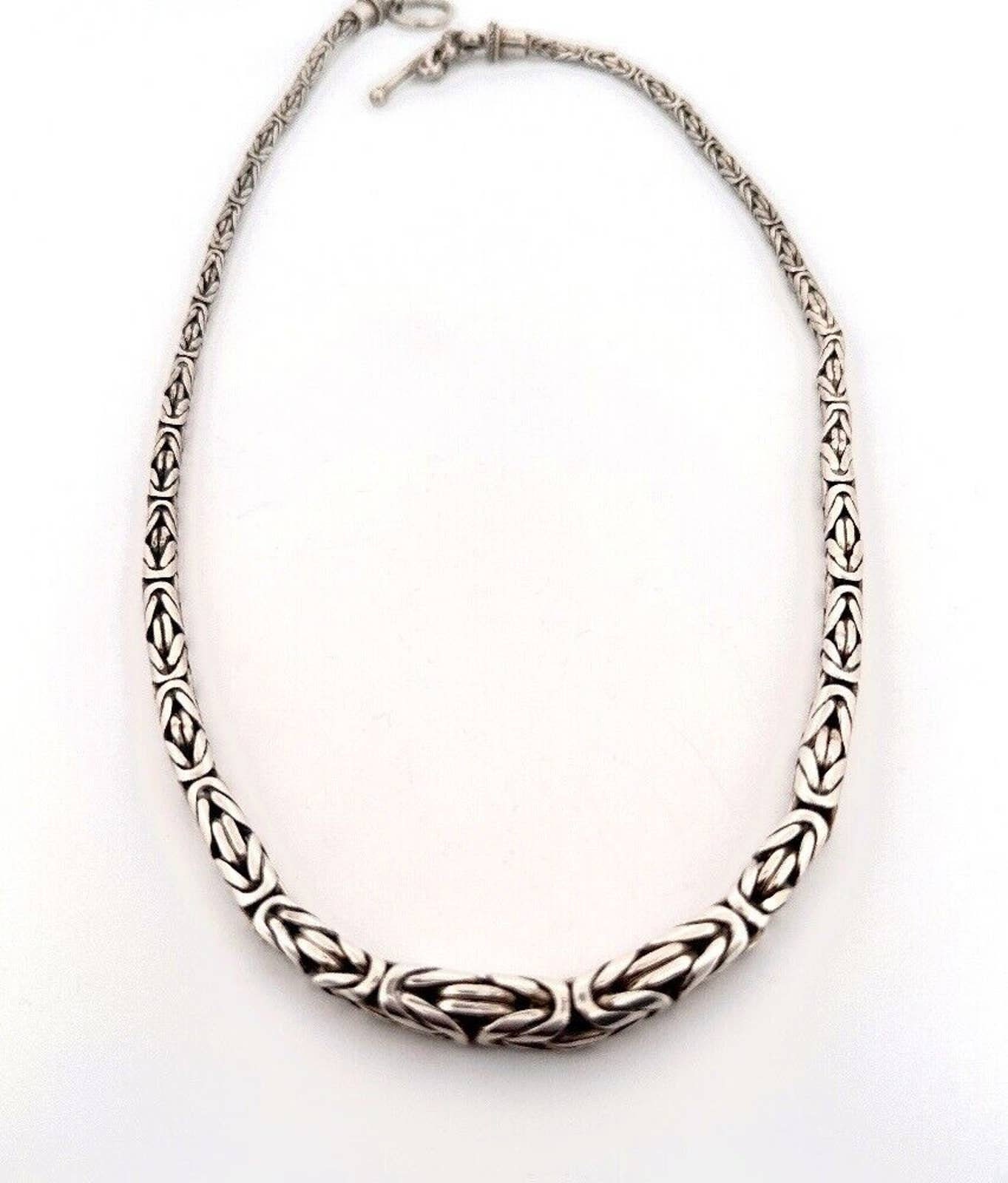 Vintage Graduated Flattened Oval Byzantine Chain Necklace 18” Long ...