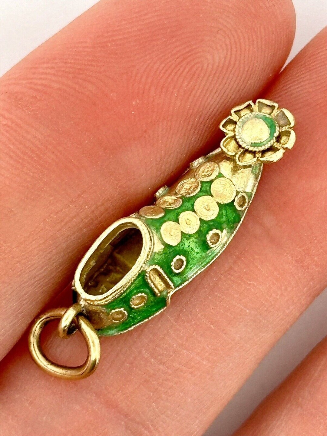 Vintage 18k Yellow Gold Mughal Moorish Enamel Shoes Medieval Charm ...