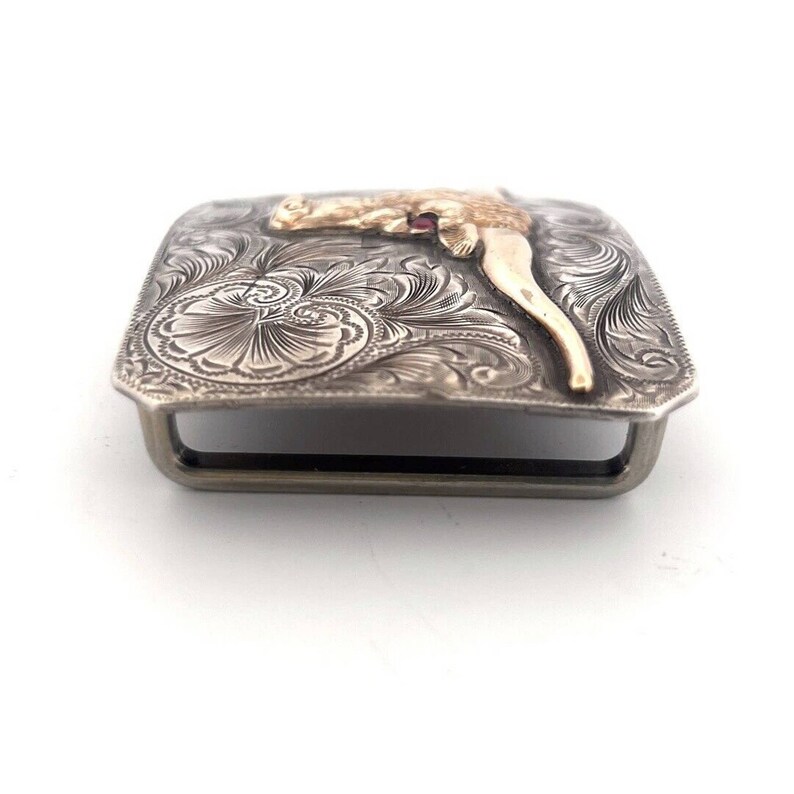 Antique Sunset Trails John Mccabe Bull Belt Buckle Sterling Silver ...