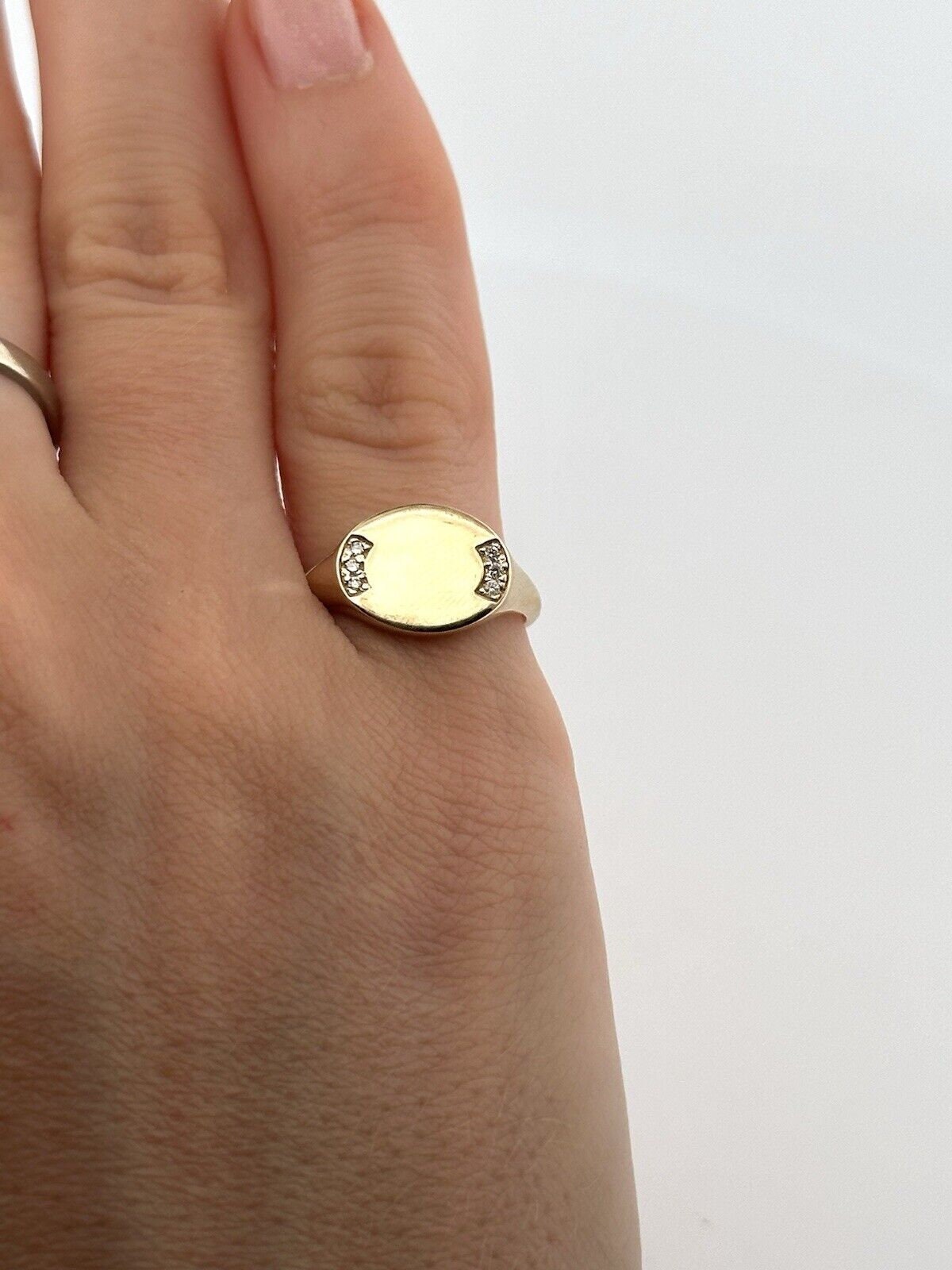 10k Yellow Gold Oval Signet Ring With Diamonds Designer Scosha - Etsy