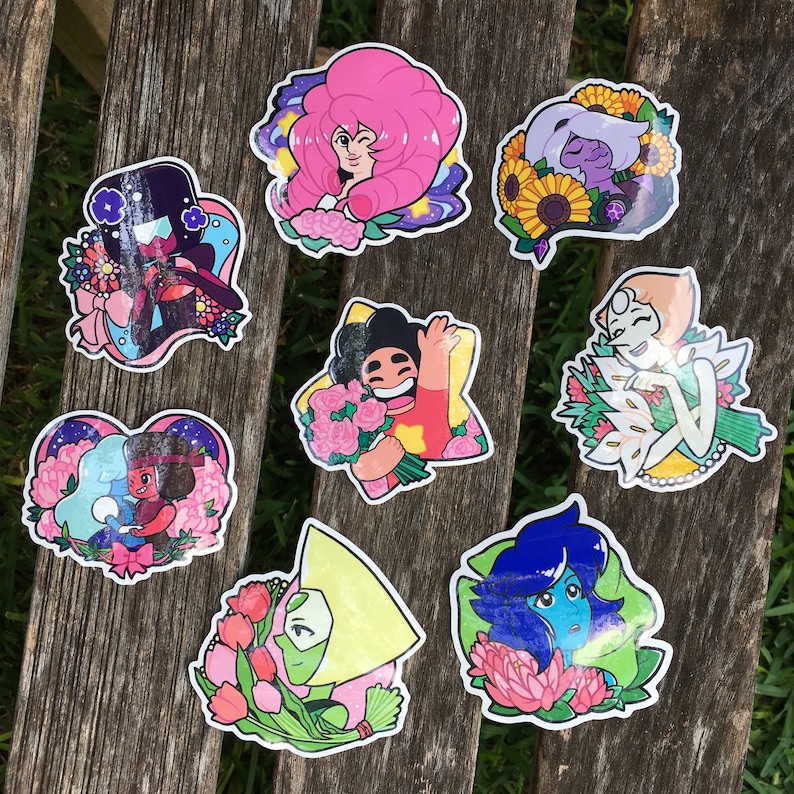 Gems & Flowers Stickers - Etsy