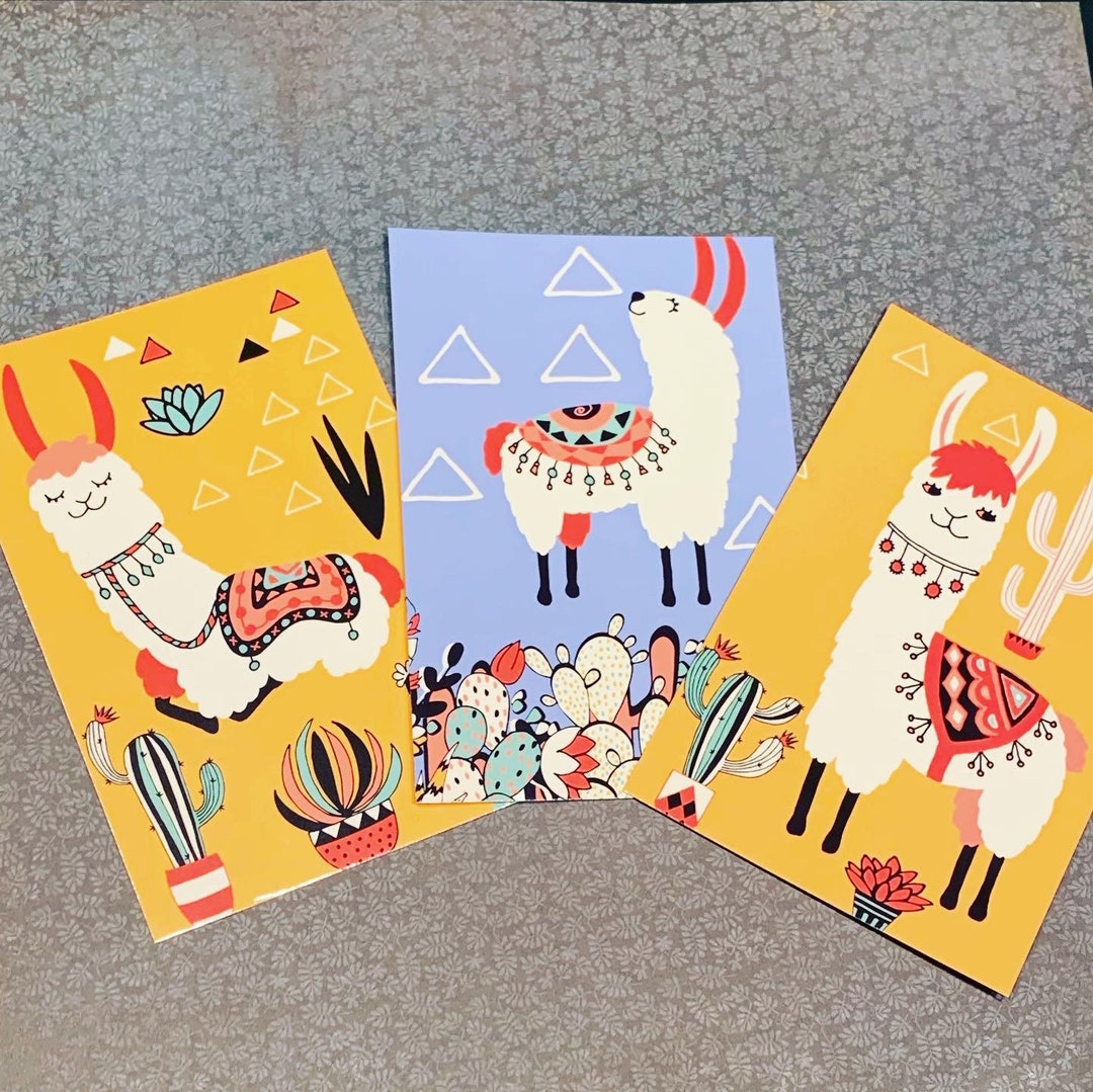 Set of Llama Postcards - Etsy