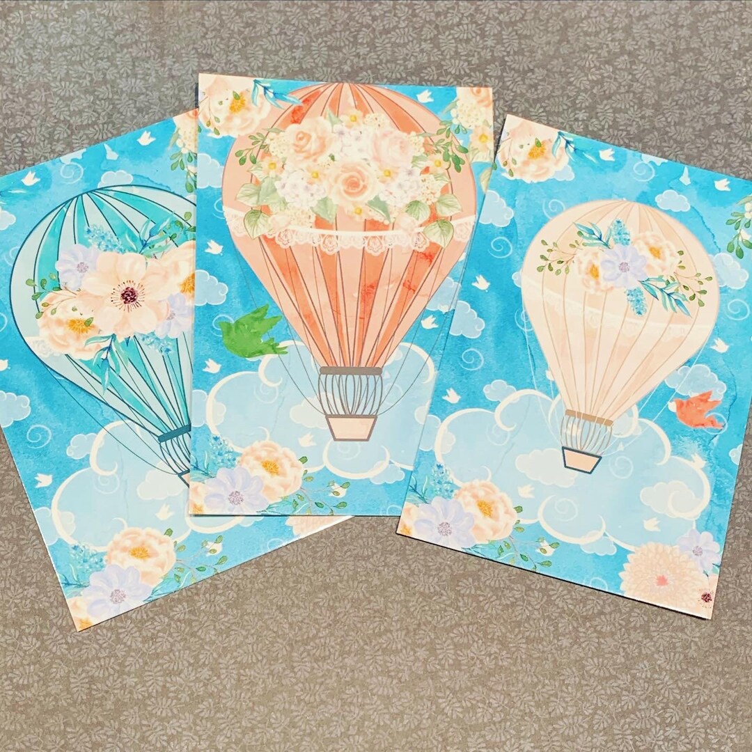 Set of Hot Air Balloon Postcards - Etsy