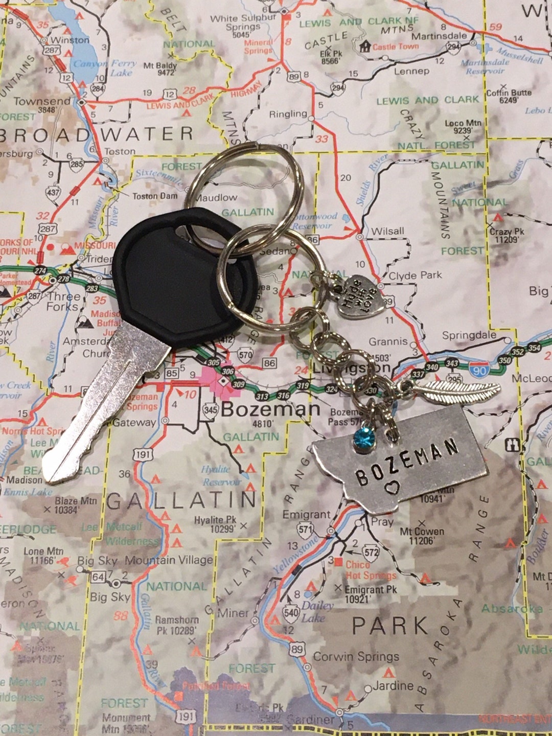 Bozeman, Montana Metal Stamped Keychain - Etsy
