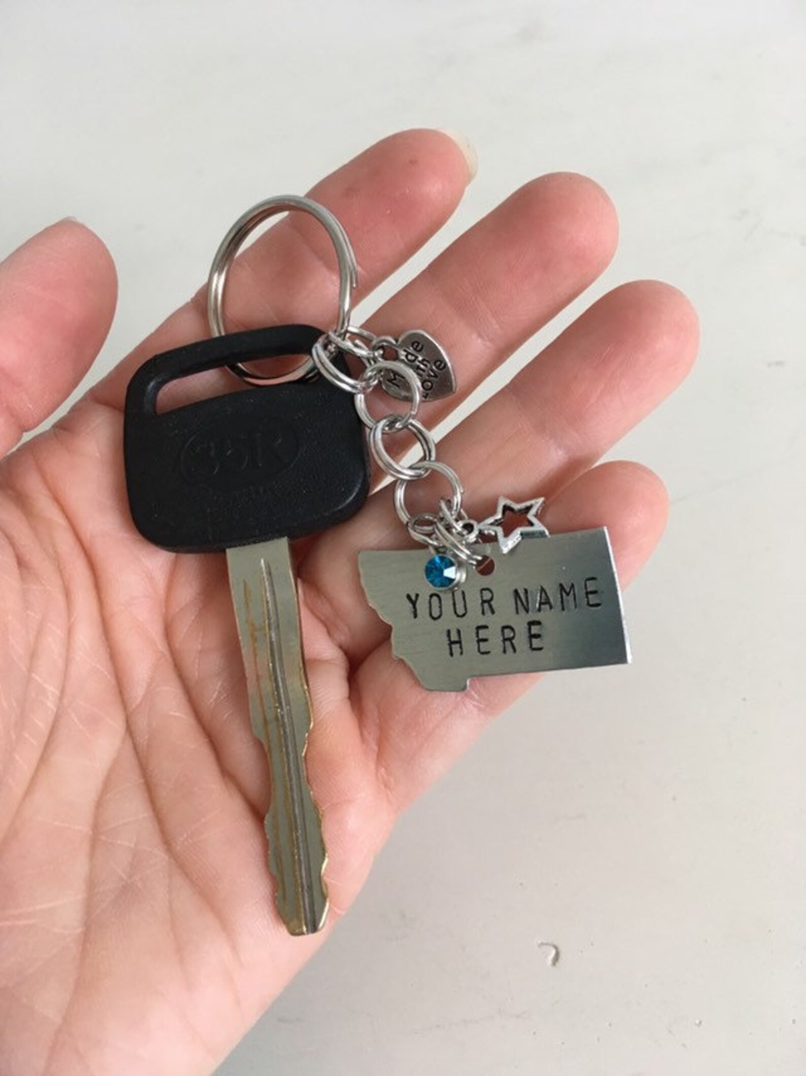 Personalized Metal Stamped Montana Keychain - Etsy