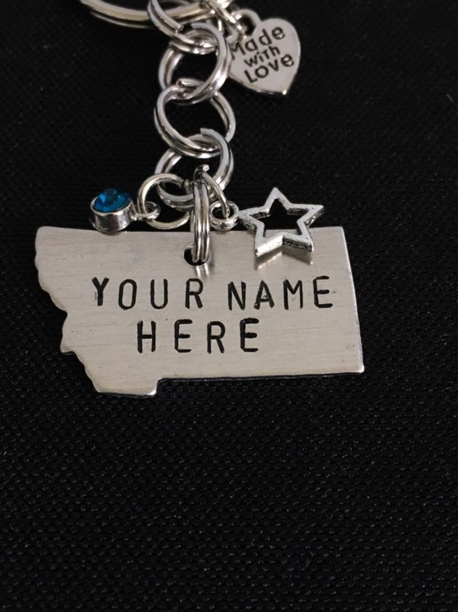 Personalized Metal Stamped Montana Keychain - Etsy