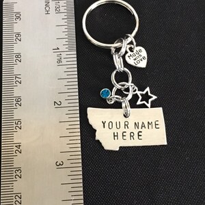 Personalized Metal Stamped Montana Keychain - Etsy