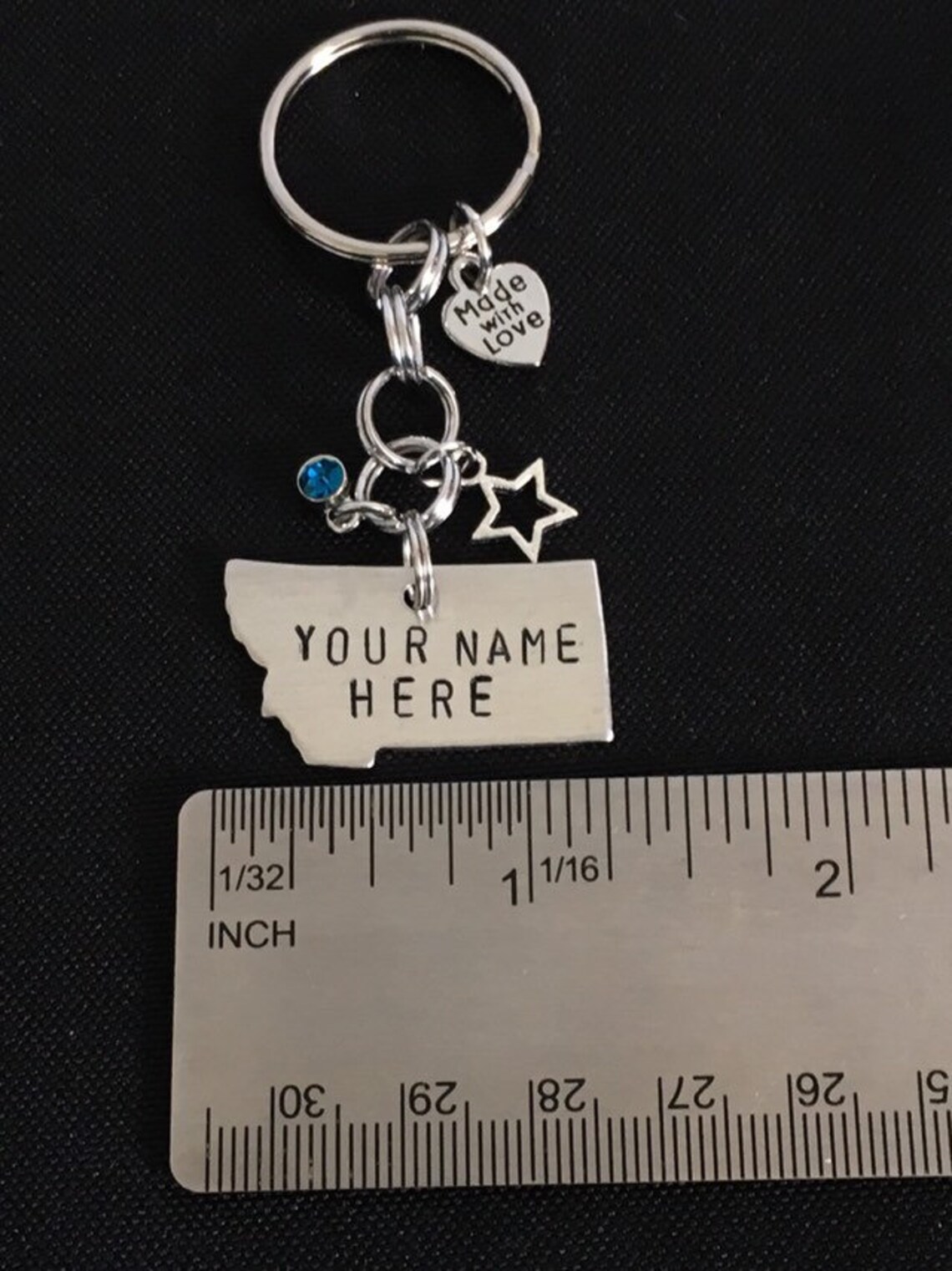 Personalized Metal Stamped Montana Keychain - Etsy