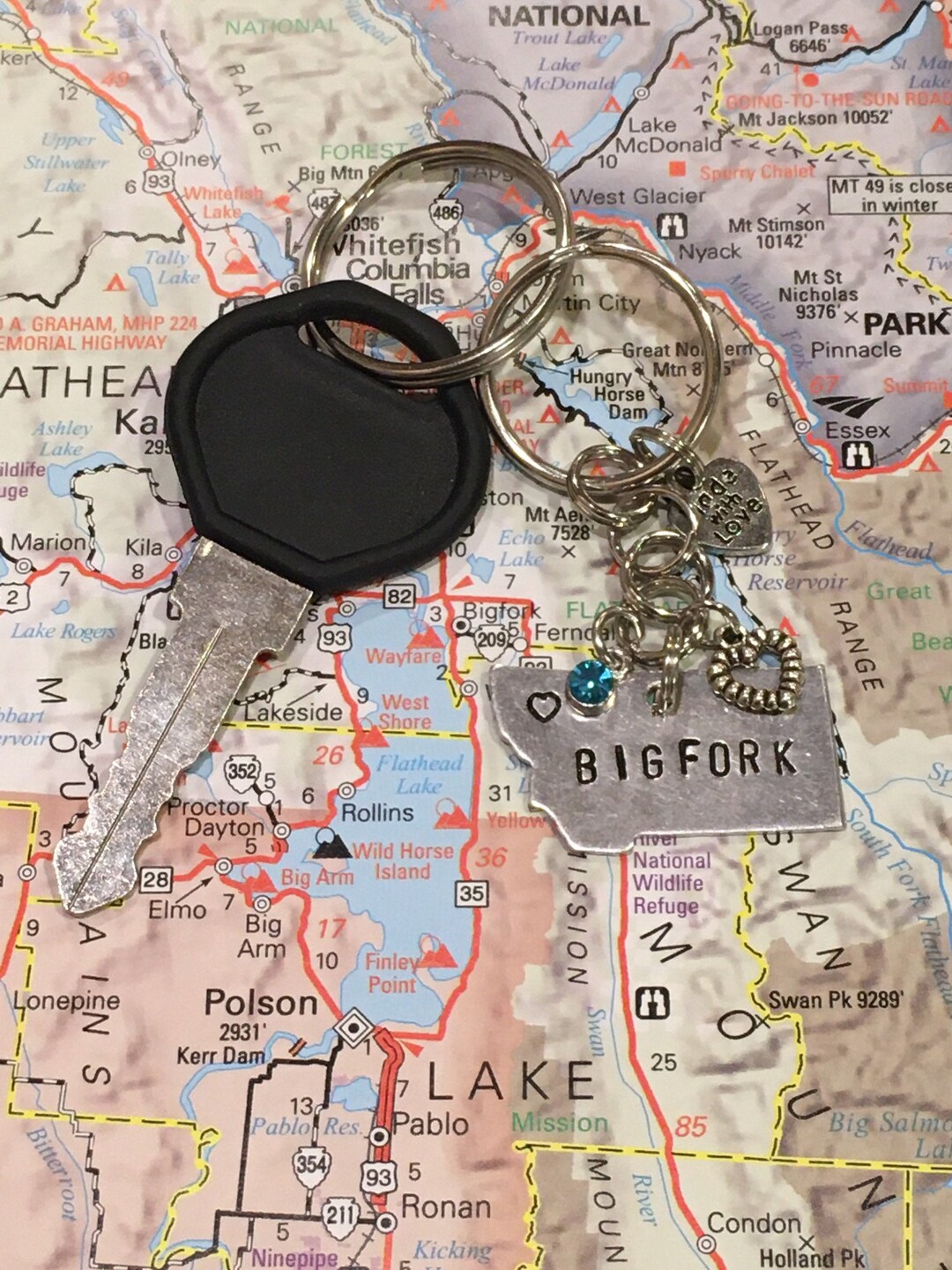 Bigfork, Montana Metal Stamped Keychain - Etsy