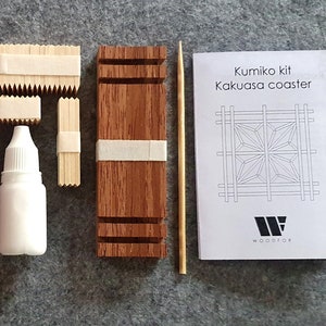 DIY Kumiko Coaster Kit: Japanese Woodworking Craft, Kakuasa Pattern ...