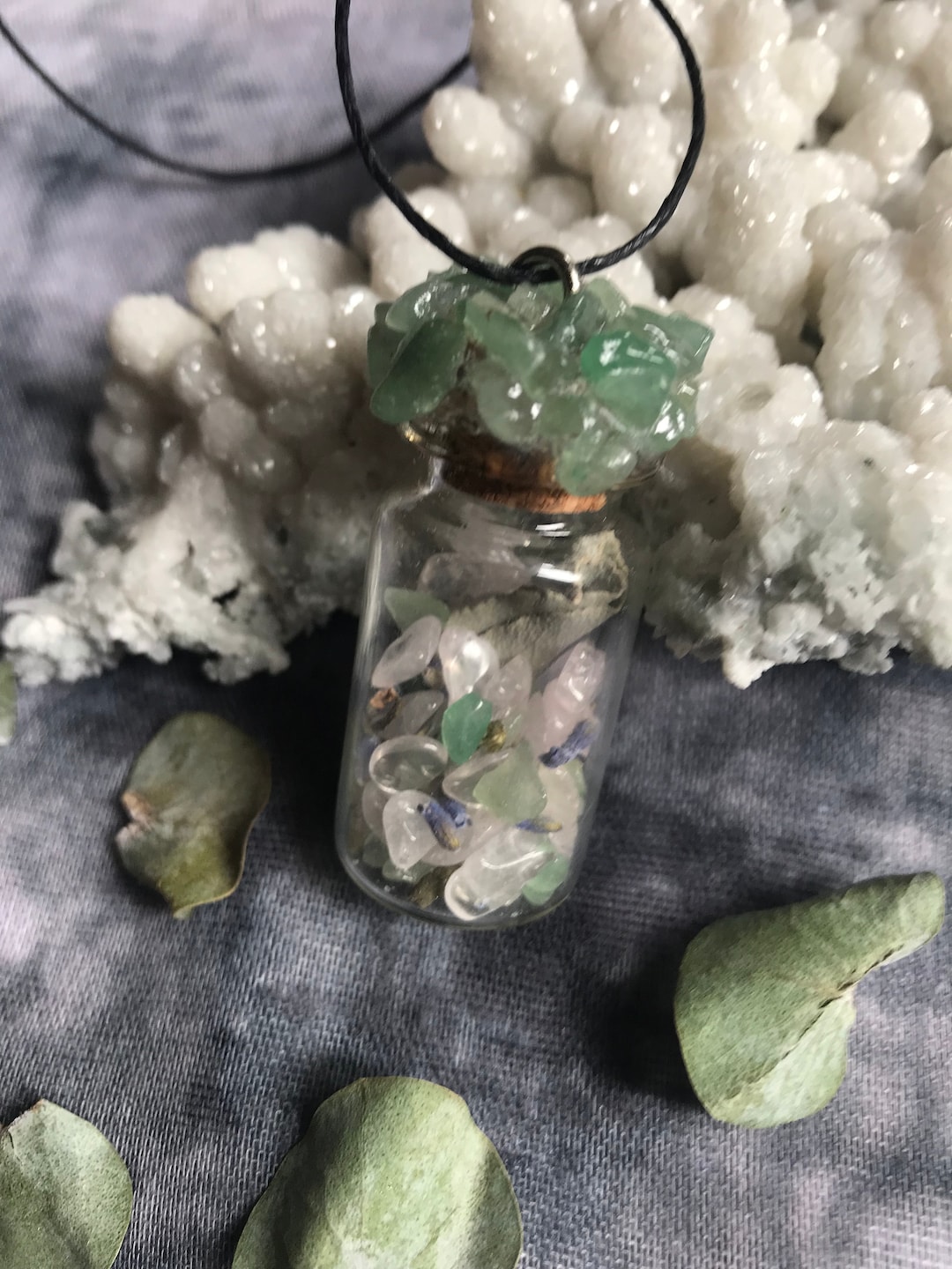 Aventurine Crystal Cluster Spell Bottle - Etsy