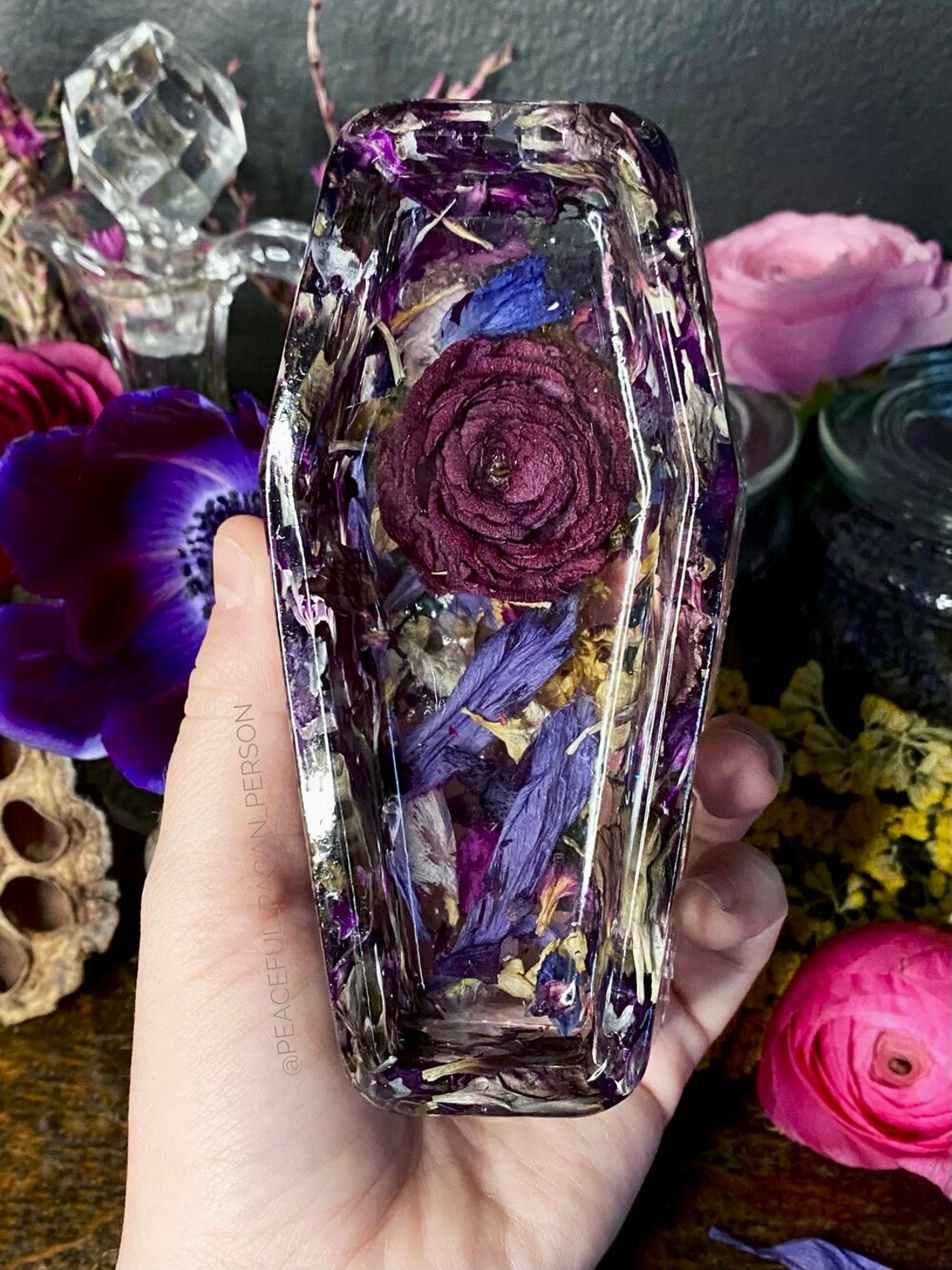 Pushing up Daisies botanical Resin Coffin - Etsy