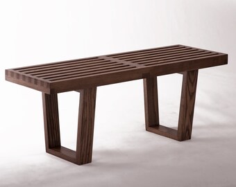 Narrow Slatted Bench George Nelson Style Natural Top - Etsy