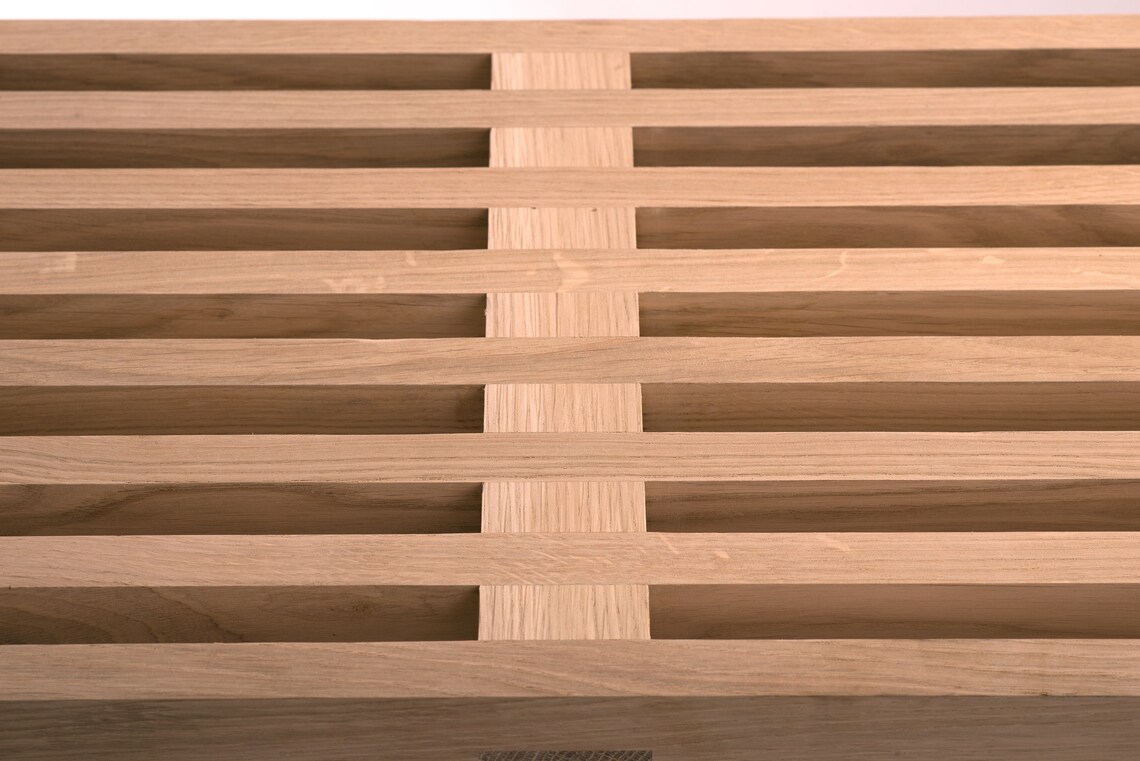 Short Slatted Bench Natural Oak Top - Etsy