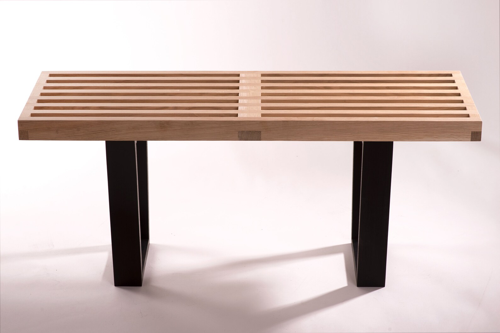 Short Slatted Bench Natural Oak Top - Etsy