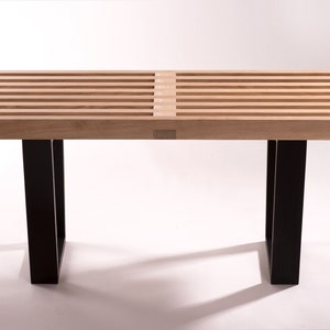 Short Slatted Bench Natural Oak Top. Handmade. Classic Elegance Meets ...