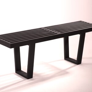 Handmade Ultra-matte Black Oak Slat Bench: Mid-century Modern Entryway Bench - Etsy