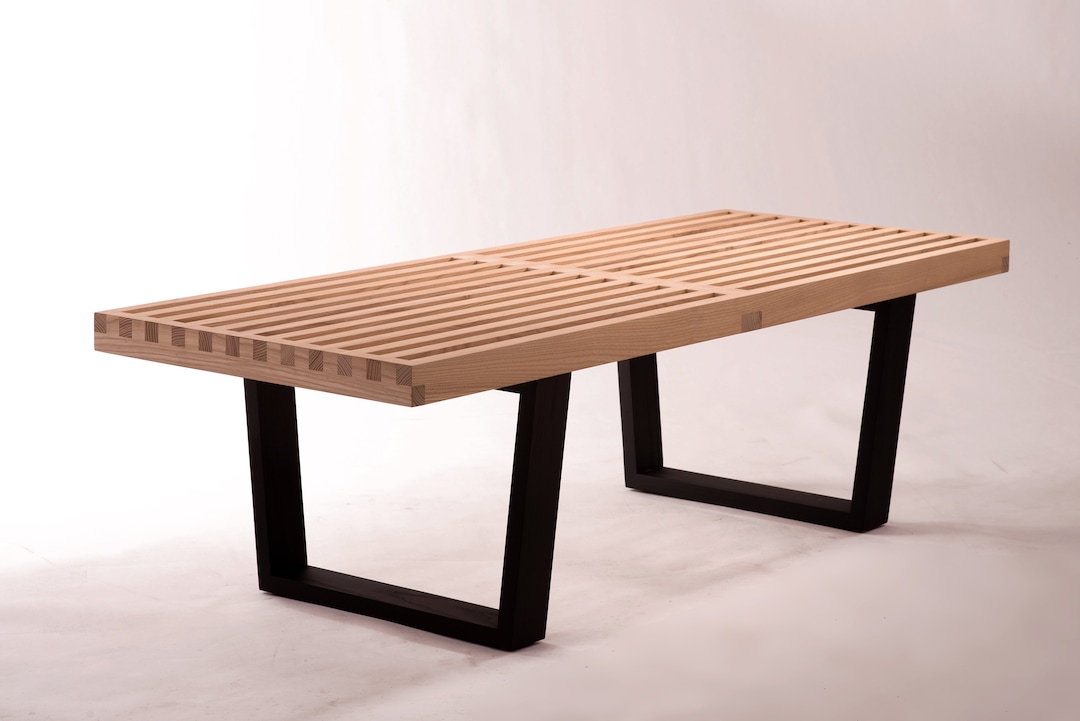 Handmade White Oak Platform Bench – Mid-century Modern Coffee Table or ...