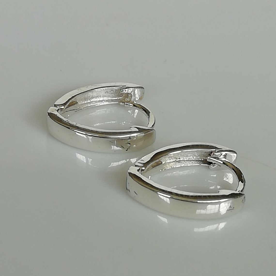 Triangle hoops Sterling silver ear hoops Minimalist ear | Etsy