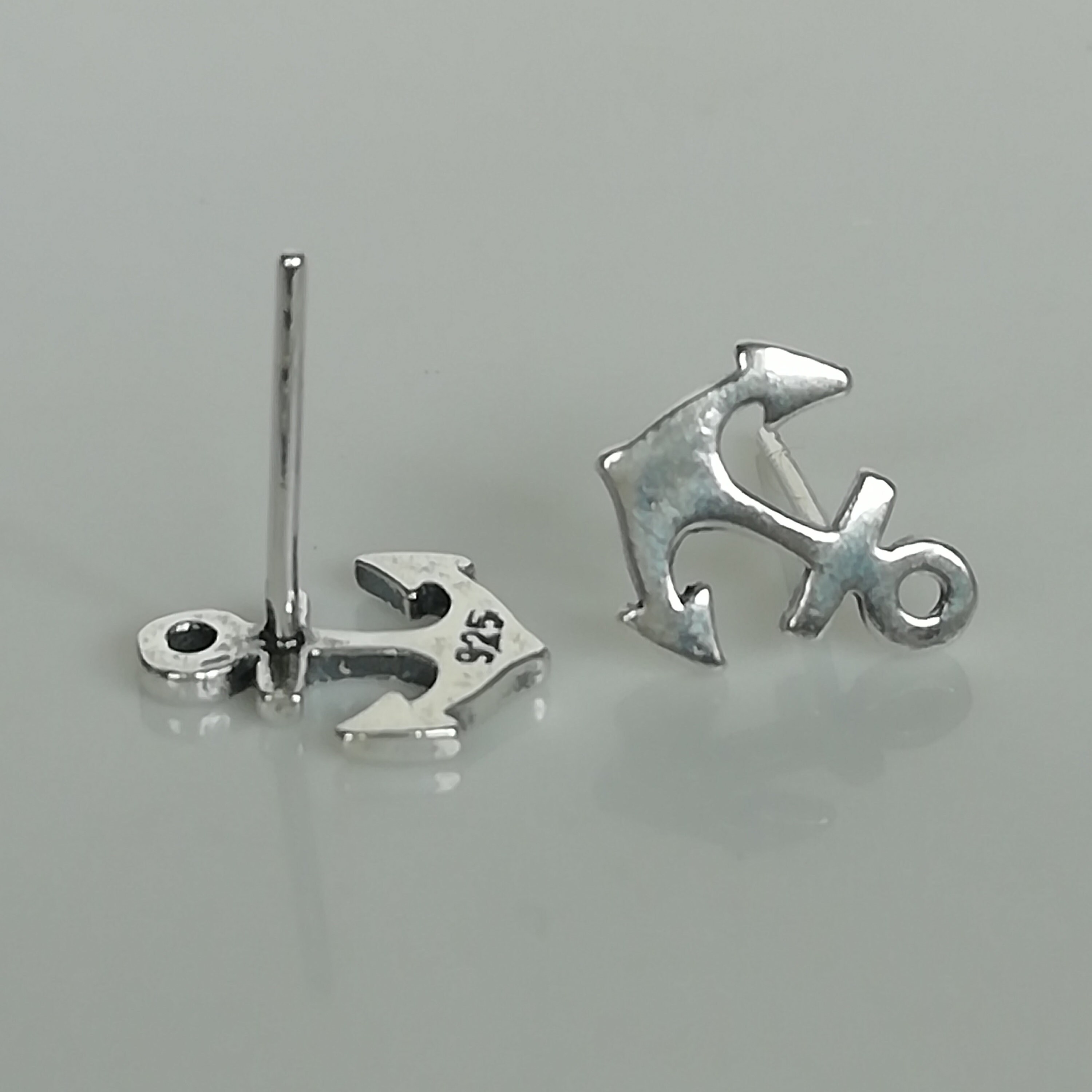 Sterling silver anchor studs Tiny ear studs Minimalist | Etsy