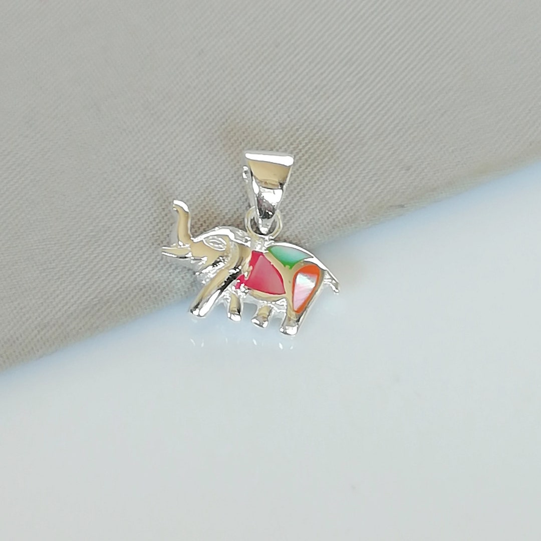 Elephant Pendant - Tiny Elephant Charm - Silver Neck Chain - Boho ...