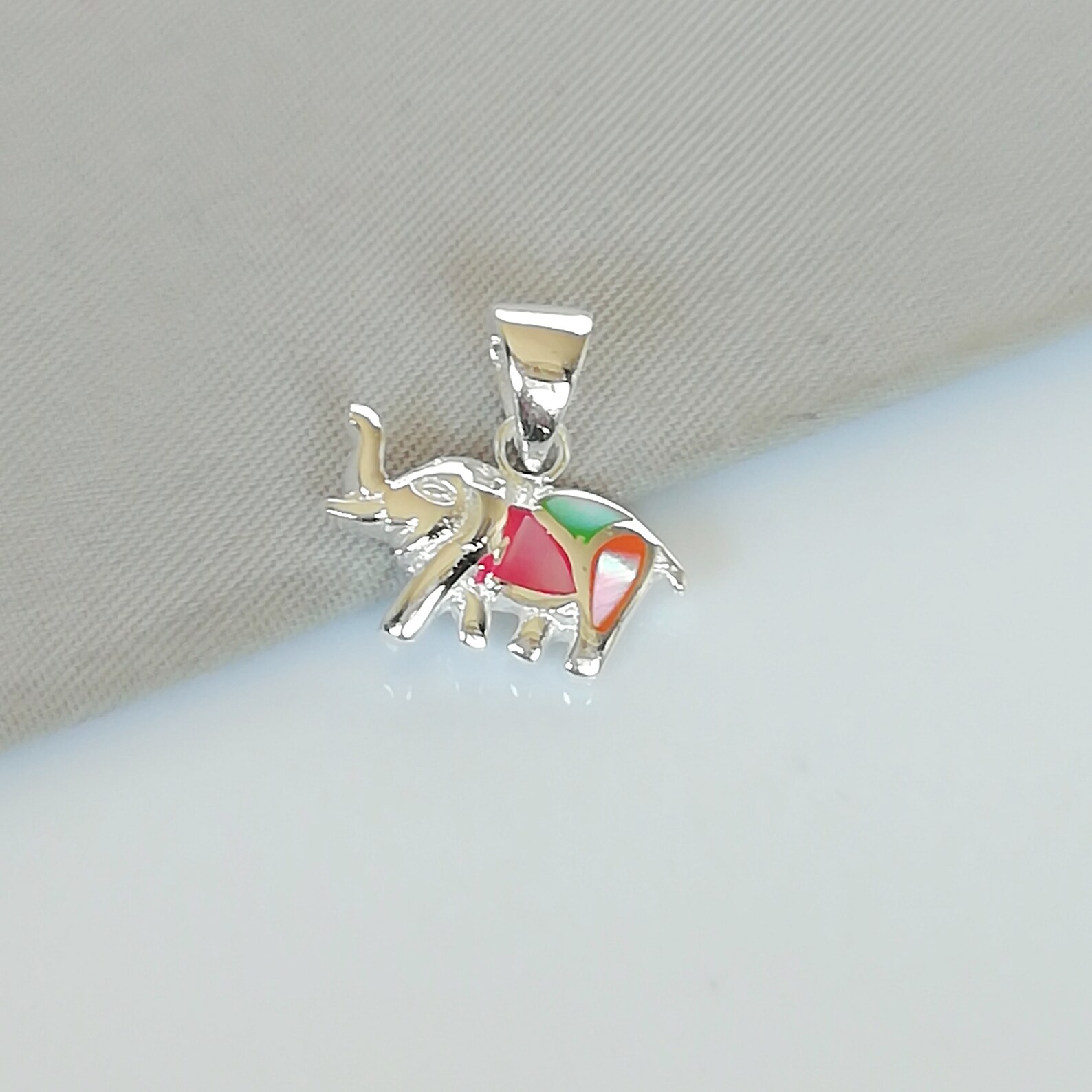 Elephant Pendant - Tiny Elephant Charm - Silver Neck Chain - Boho ...